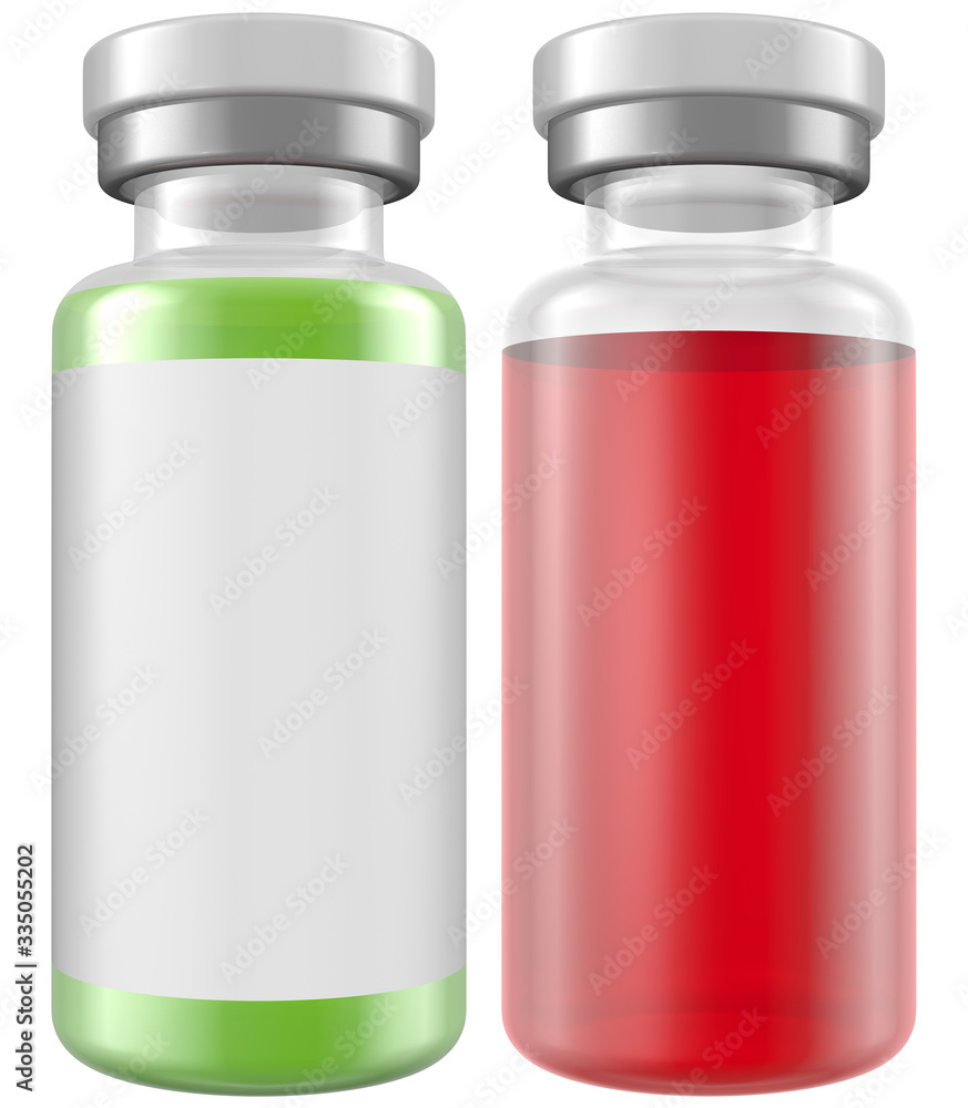 Realistic 3D 10ml Vial Glass Bottle Mock Up Template on White ...