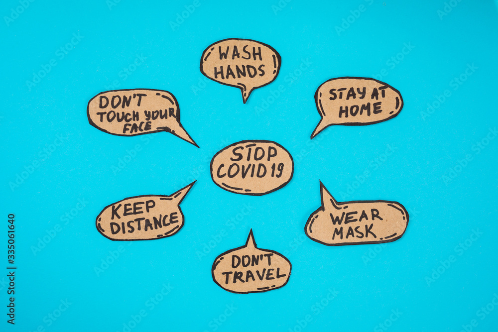 Measures to prevent the spread of coronavirus, covid 19 written on ...