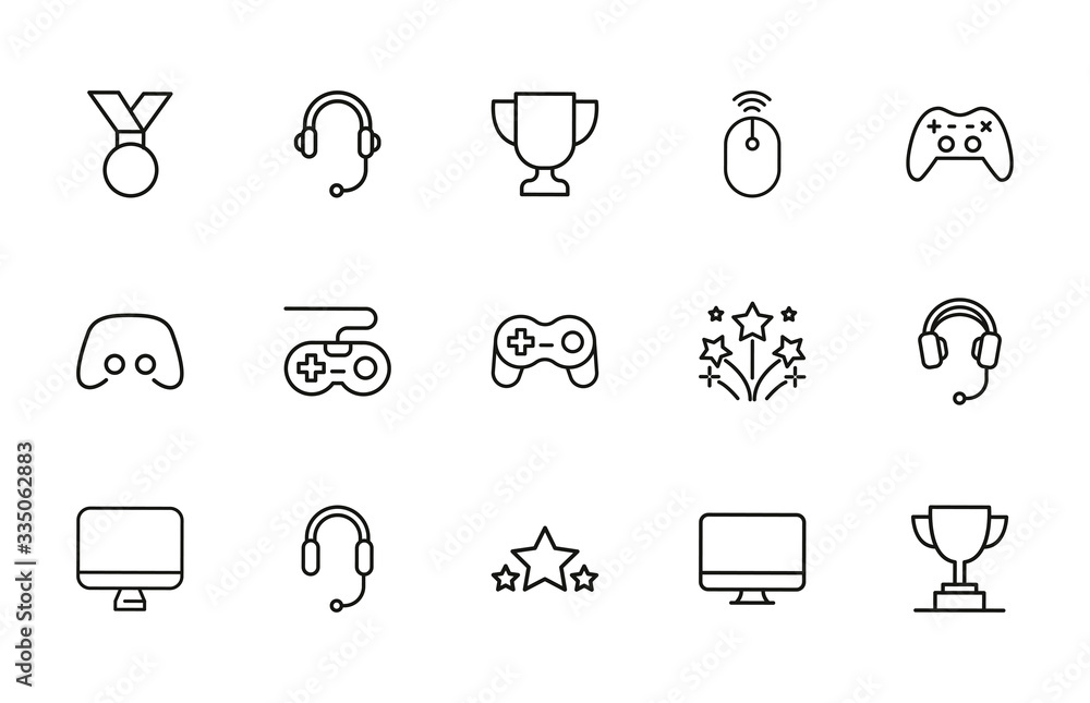 Simple set of gaming icons in trendy line style. Stock Vector | Adobe Stock