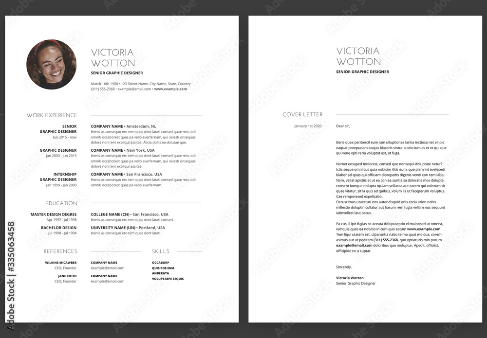 Modern Minimalist Resume and Cover Letter Layout Stock Template | Adobe ...