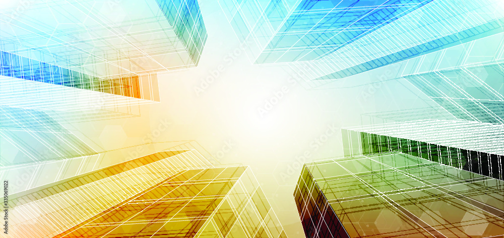 City background architectural with drawings of modern for use web ...