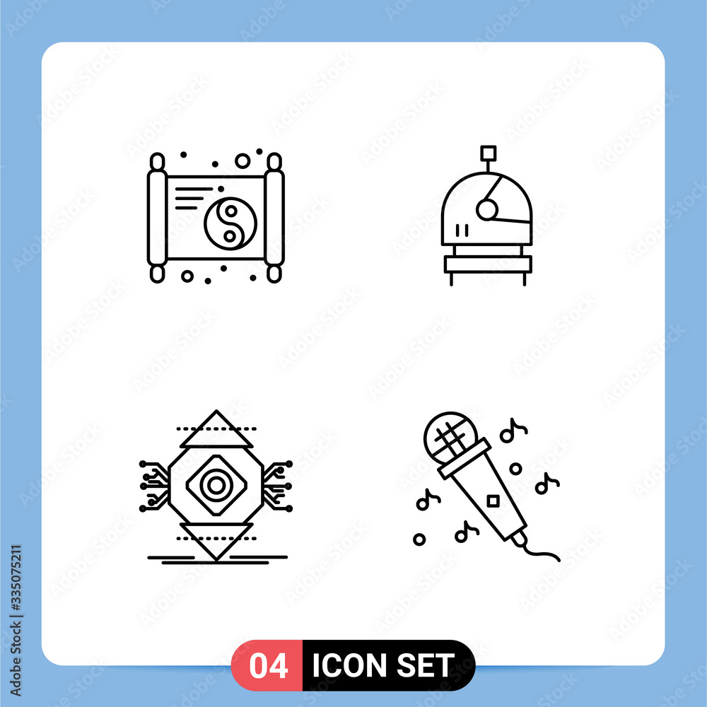 Stock Vector Icon Pack of 4 Line Signs and Symbols for chinese ...