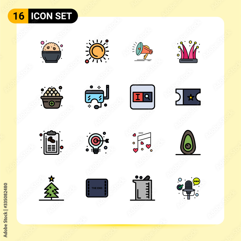 Set of 16 Modern UI Icons Symbols Signs for diet, joker, speaker ...