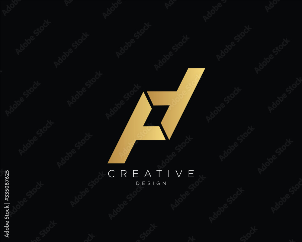 Letter FD PD Logo Design, Creative Minimal FD PD Monogram In Gold Color ...