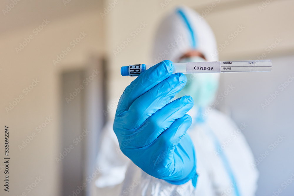 Covid-19 rapid test with saliva sample in the laboratory Stock Photo ...