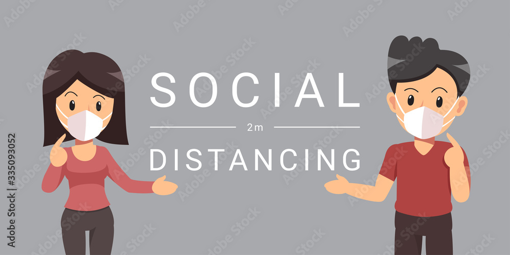 Covid-19 protection concept man and woman wearing protective face mask ...