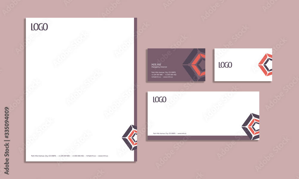 set of stationery with modern design, unique stationery template ...