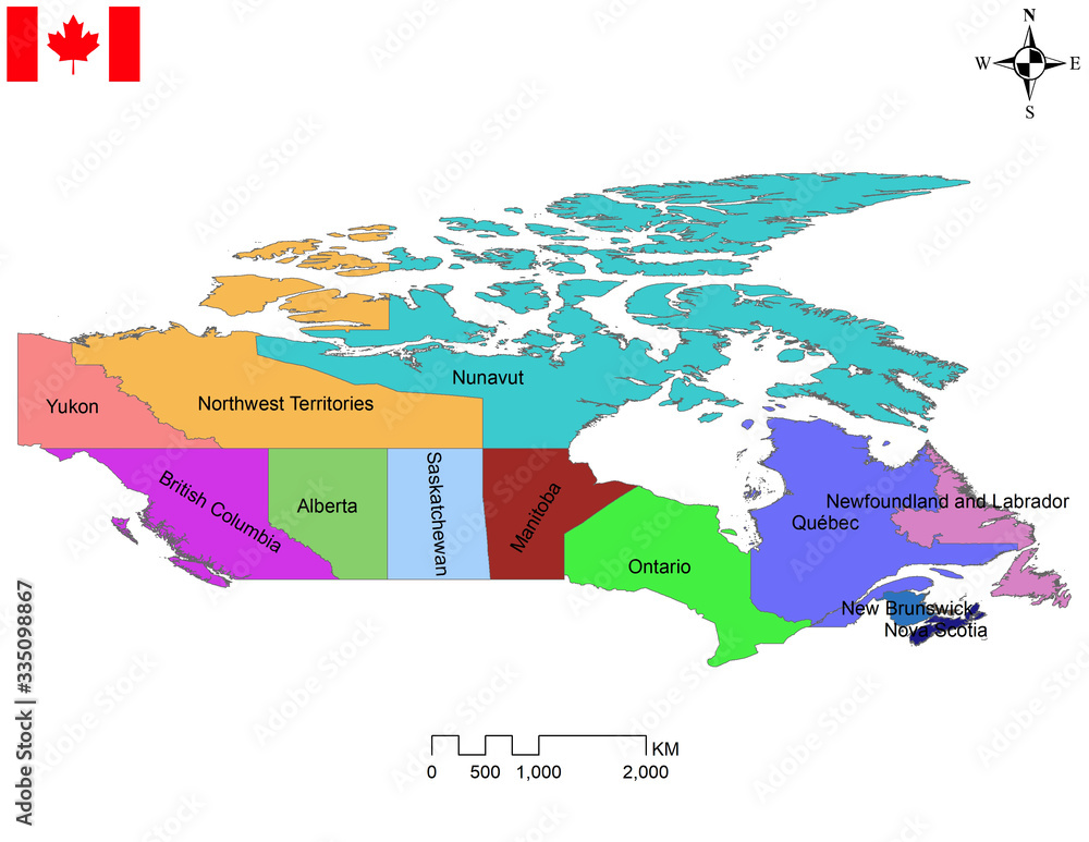 Canadian map of provinces and territories-Canada map Stock Illustration | Adobe Stock