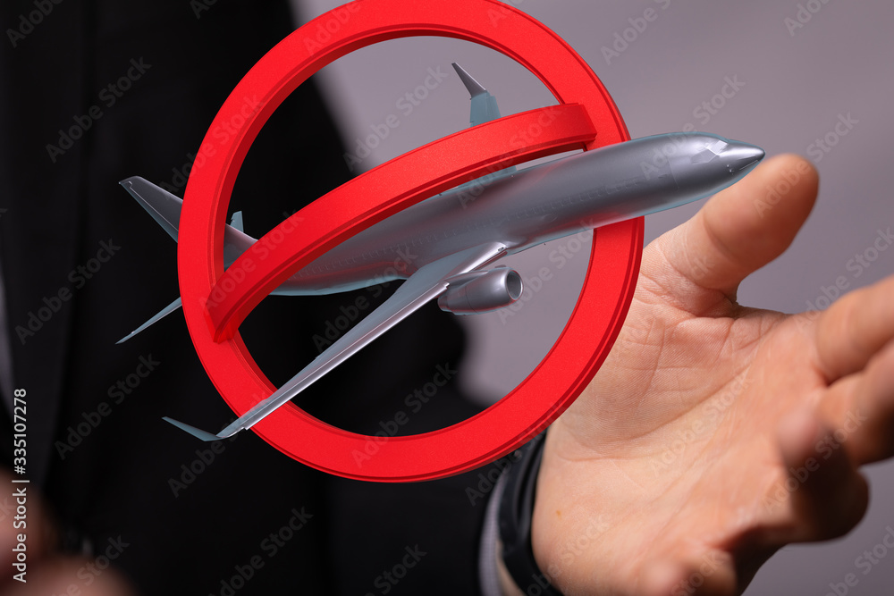 No flying symbol on white background with prohibit sign vector on ...