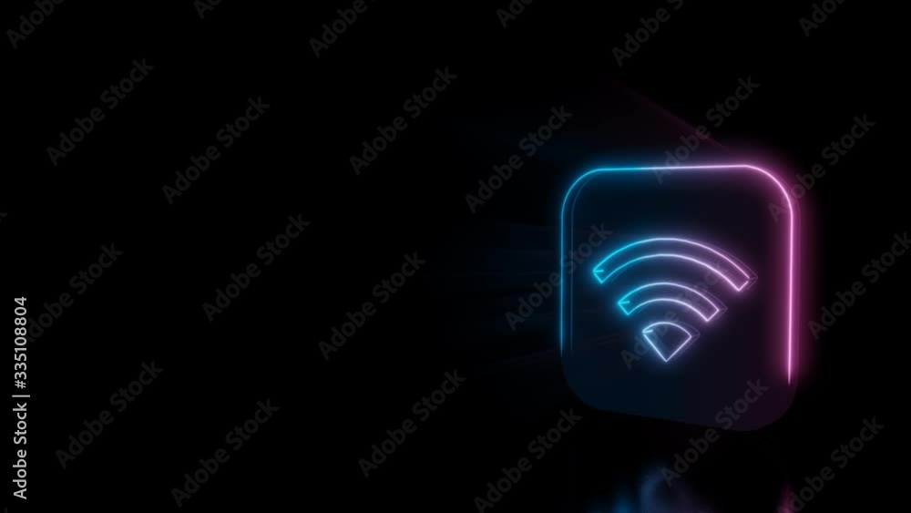 Vidéo Stock Abstract 3d rendering glowing blue purple neon icon of full ...