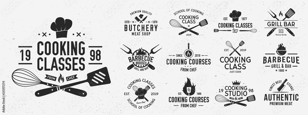 Poster Set of Cooking Class logo and poster templates – Wall Art ...