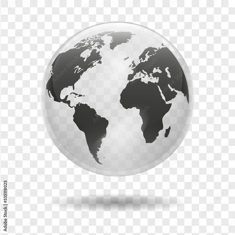 Realistic Earth globe icon isolated on transparent background. North ...
