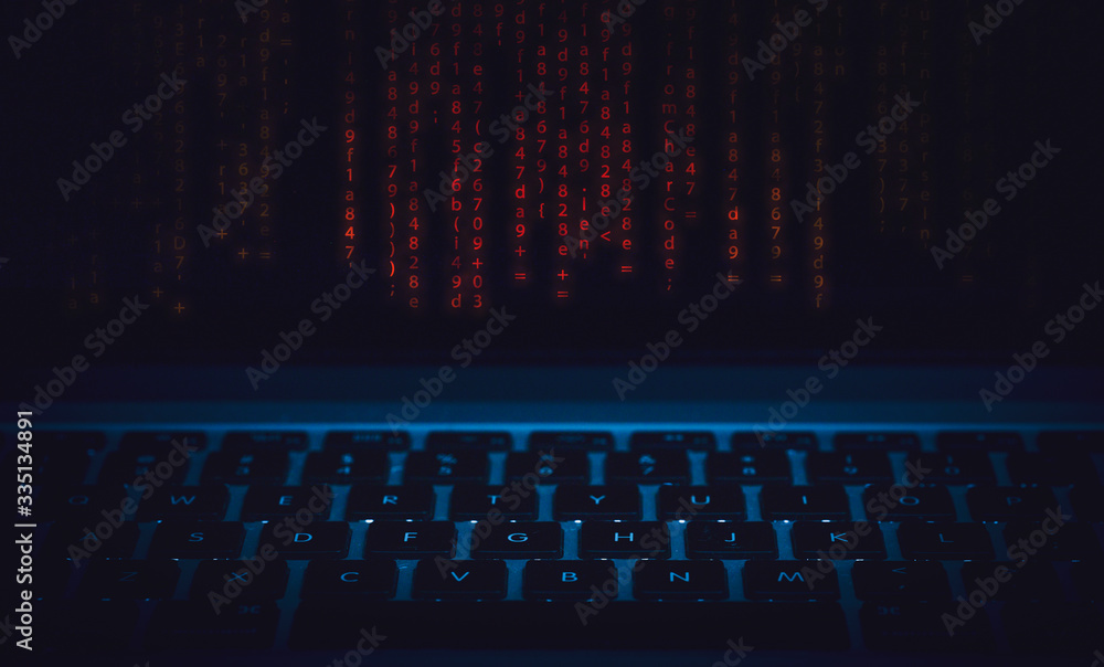 code and keyboard blue background ethical hacking concept Stock Photo ...