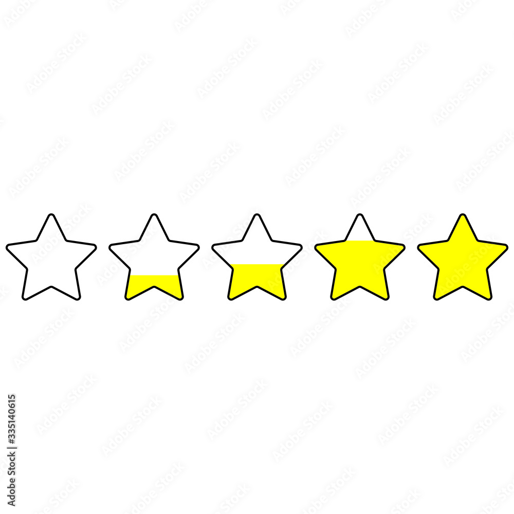 Product rating or customer review with gold stars and half star line ...