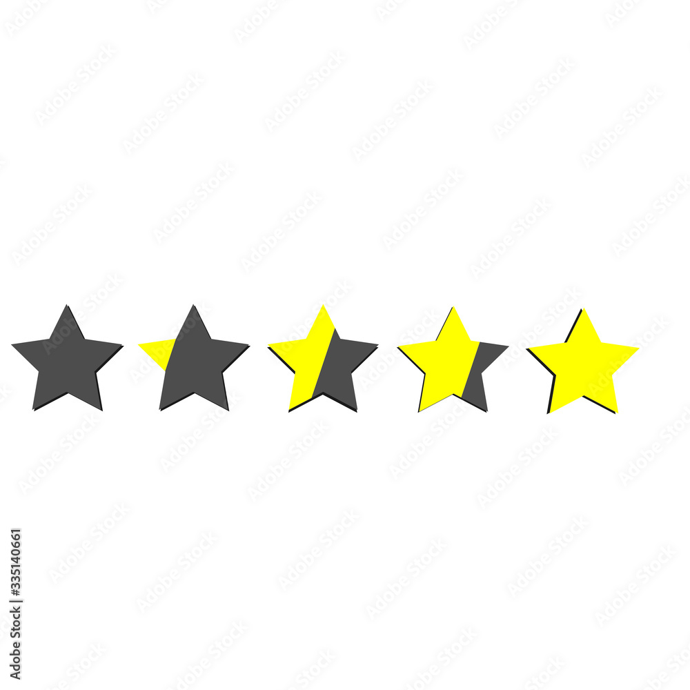 Product rating or customer review with gold stars and half star line ...