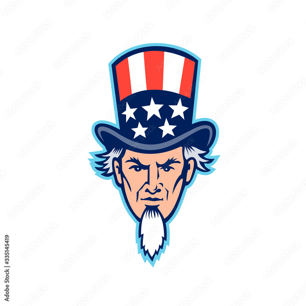 Mascot icon illustration of head of American Uncle Sam, national ...