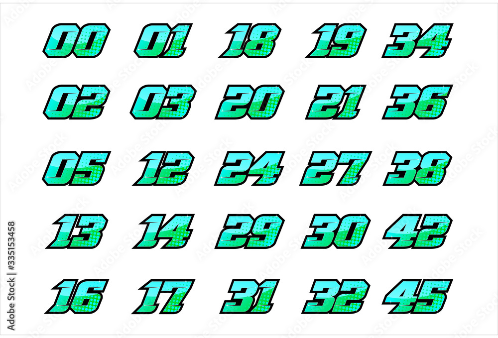 Set of racing number, start racing number, sport race number with ...