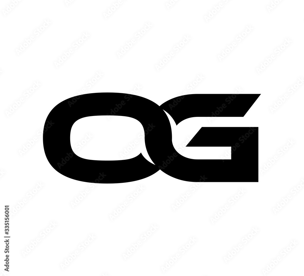 Initial 2 letter Logo Modern Simple Black OG Stock Vector | Adobe Stock