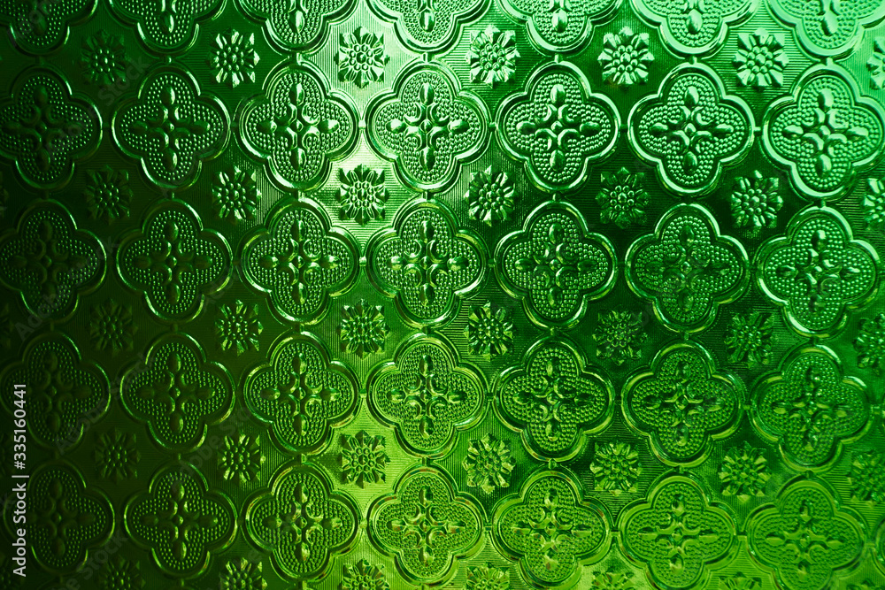 Green glass with pattern background. Abstract Green background vintage ...