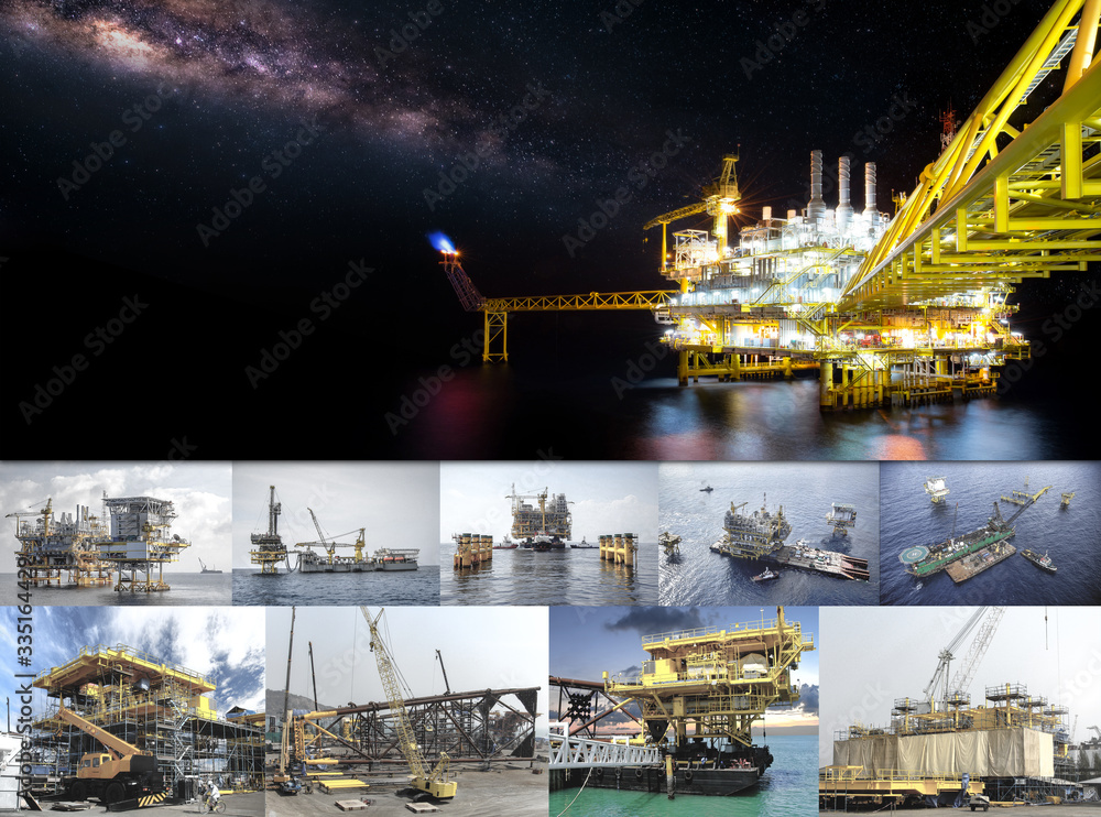 Industry 4.0 concept. Drilling rig crude oil and gas industry ...