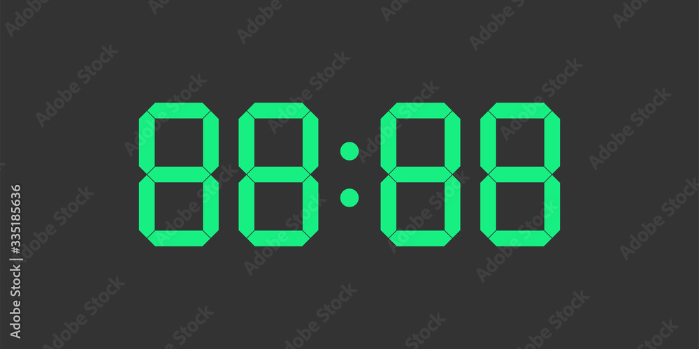 Digital clock number set. Electronic figures. Vector illustration ...