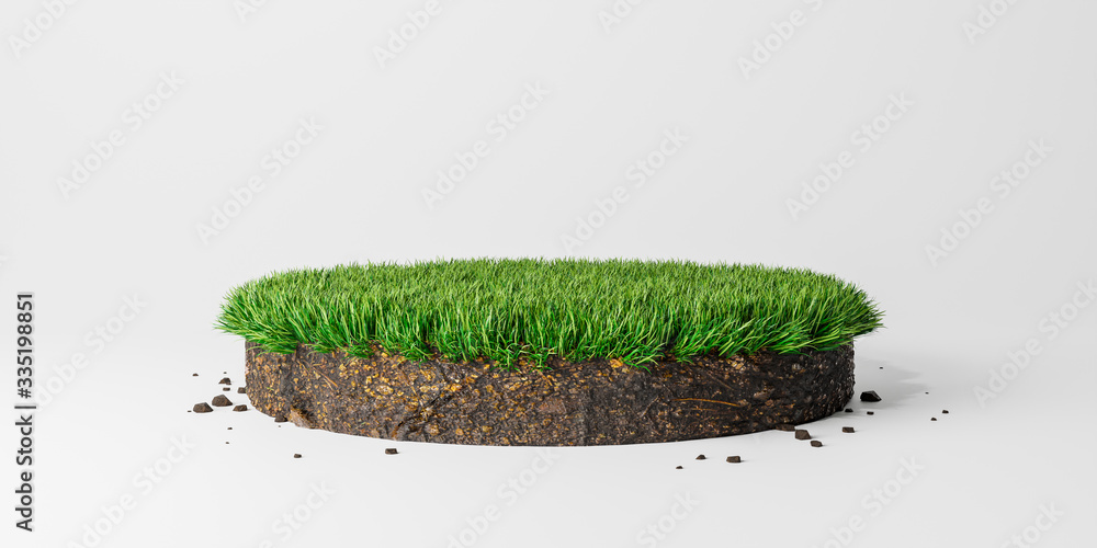 Photo & Art Print Round soil ground cross section with green grass ...