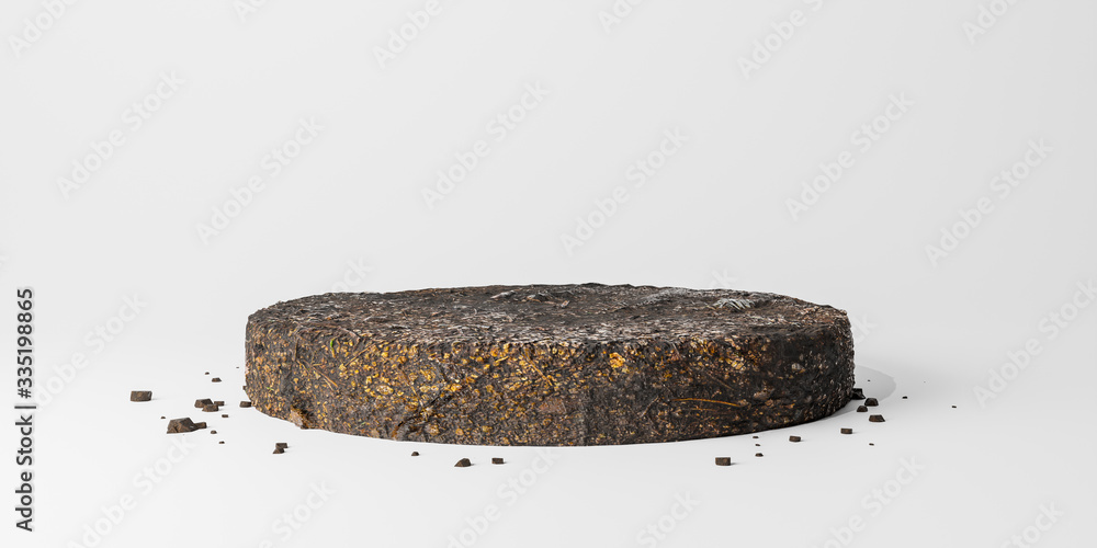 Round soil ground cross section, circle cutaway terrain floor. 3d ...