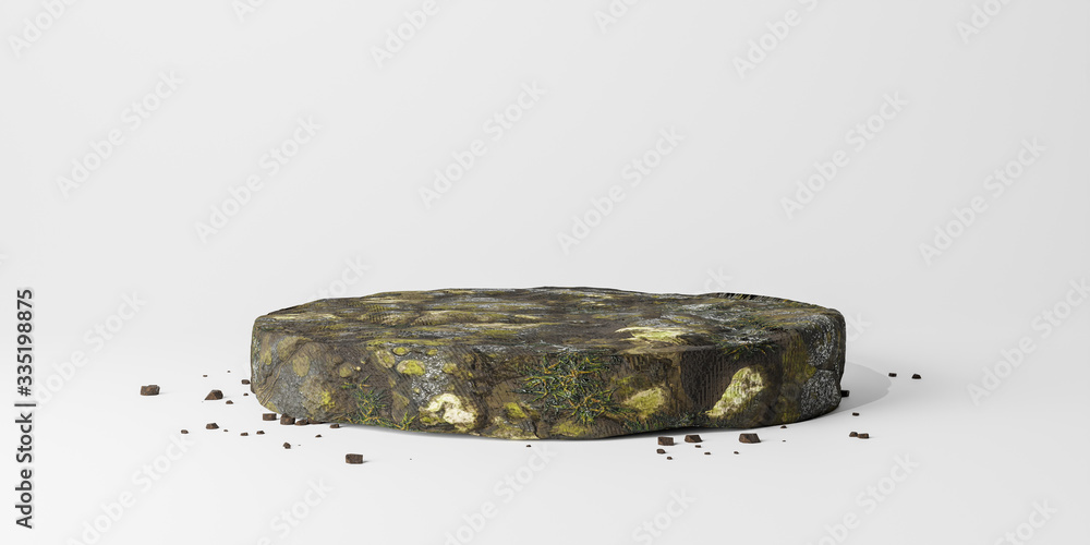 Round soil ground cross section, circle cutaway terrain floor. 3d ...