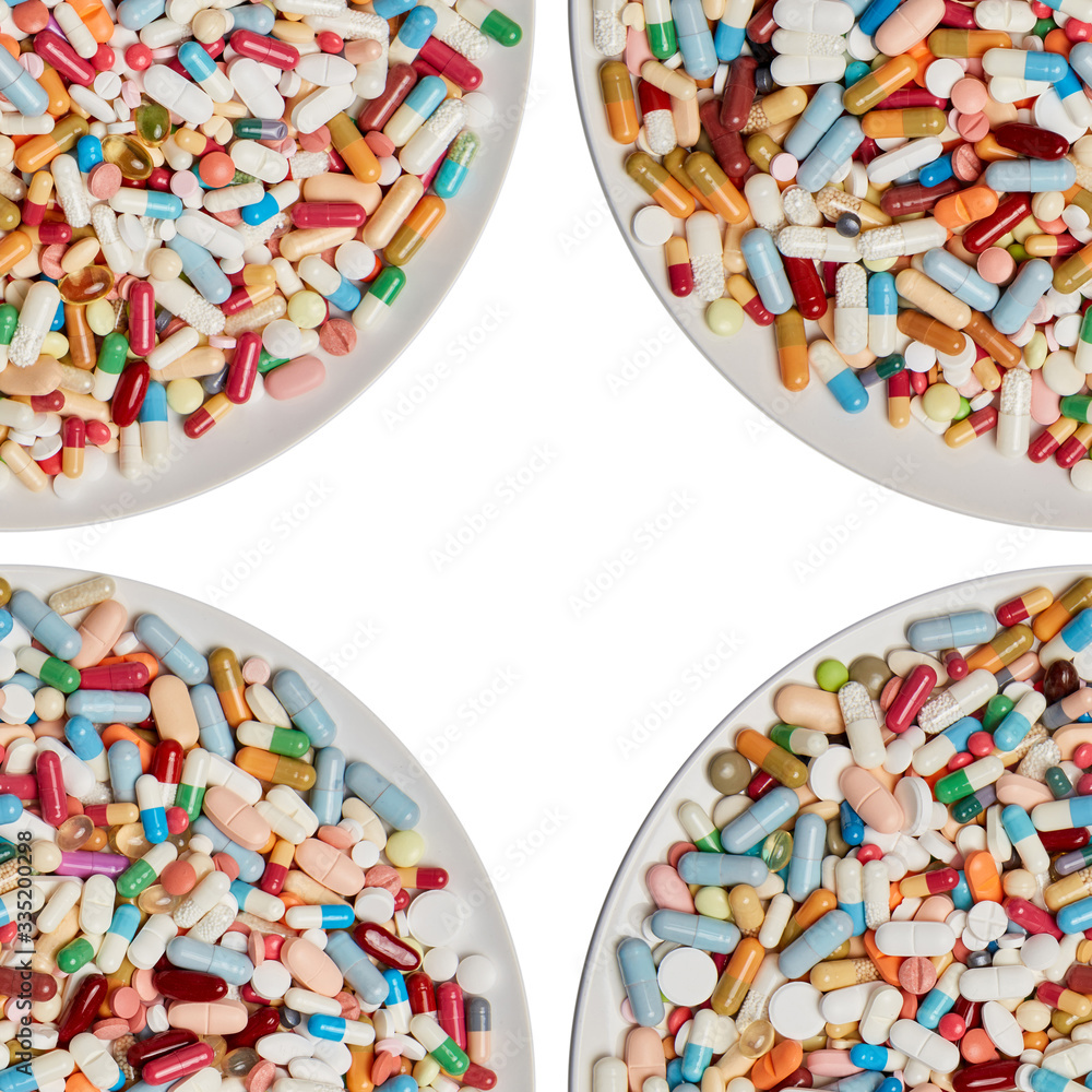 Colorful medicines drugs as a seamless frame background Stock Photo ...