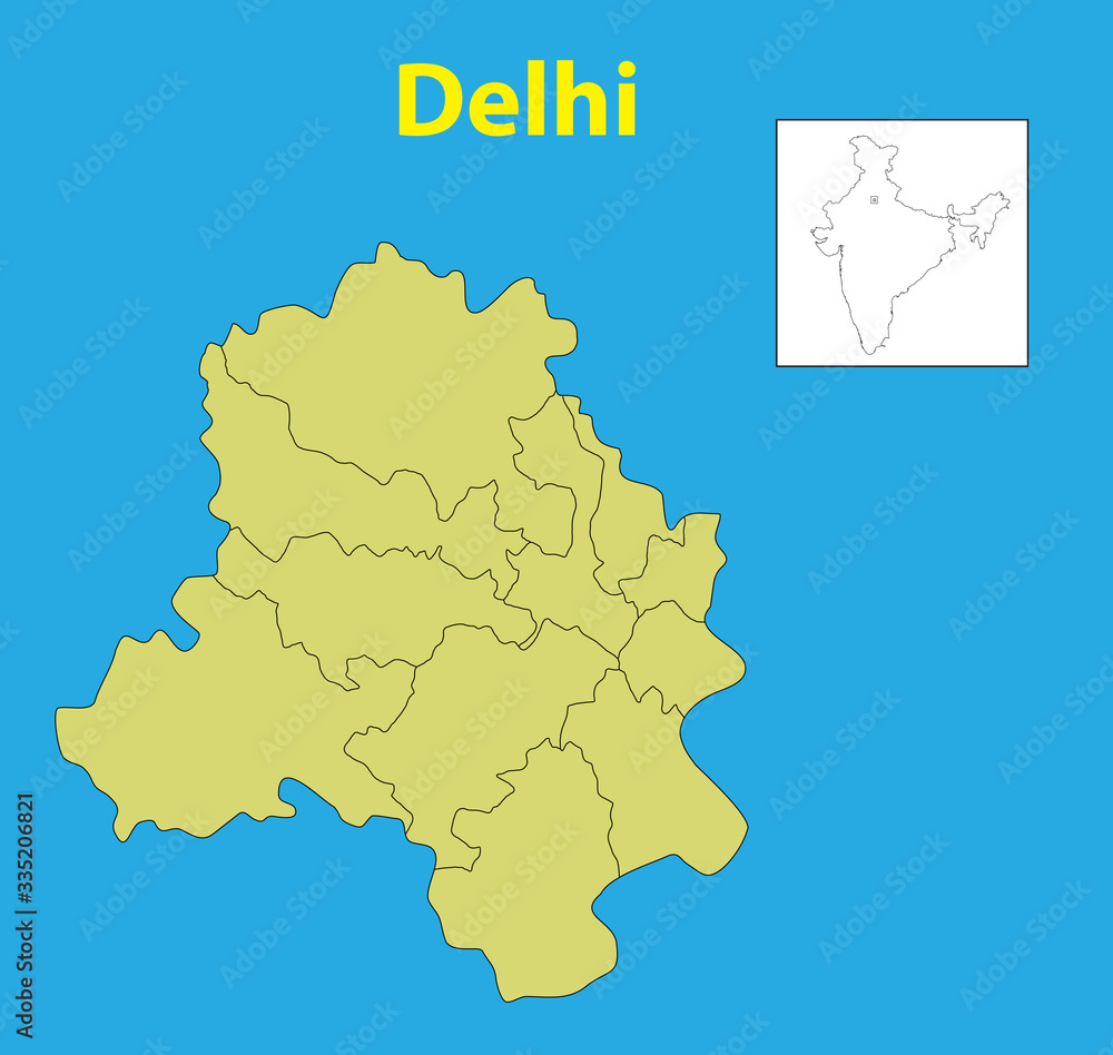 Delhi map with forest background.delhi map in 2020. Stock Illustration ...
