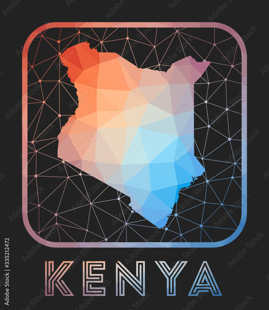 Kenya map design. Vector low poly map of the country. Kenya icon in ...