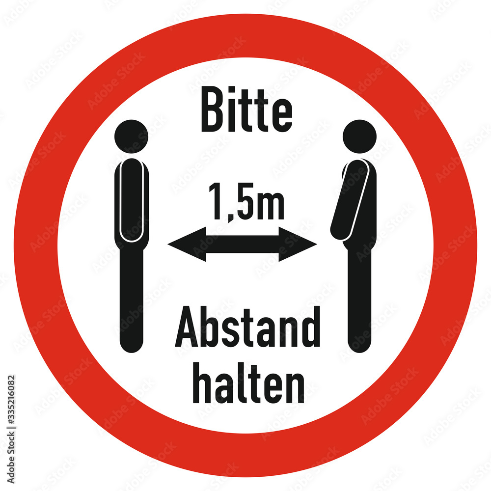 Bitte Abstand halten - Personen - Schild - Corona Stock-Illustration ...