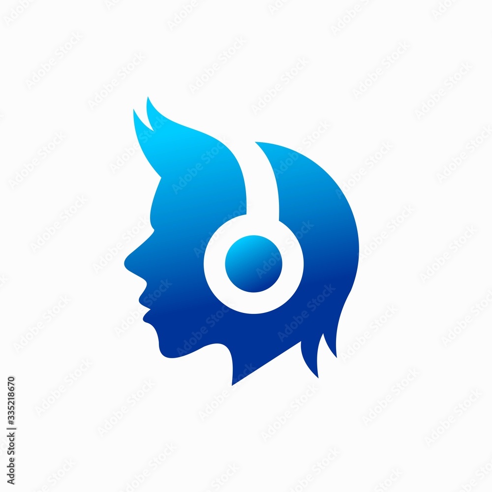earphone vector logo, person icon logo Stock Vector | Adobe Stock