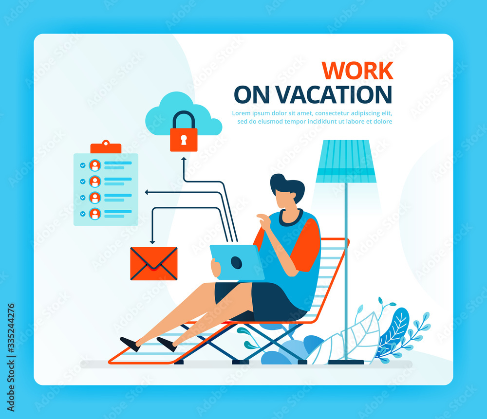 Vector illustration for work at vacation and overtime job. Human vector ...