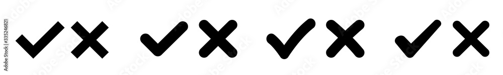 Check Mark Cross Icon Black | Checkmark Checklist Illustration | Tick X ...