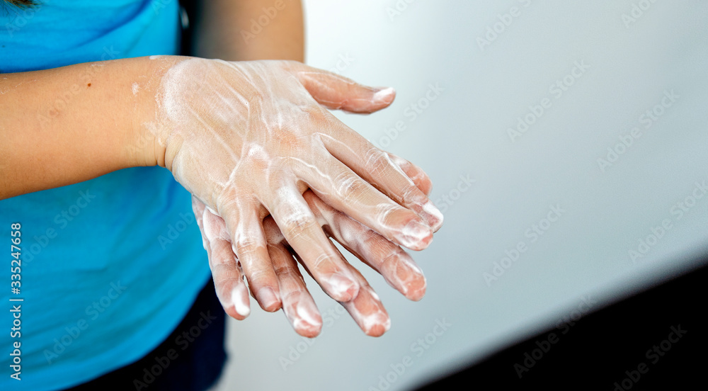 Regular hand washing with soap, disinfection of bacteria. Hygienic ...