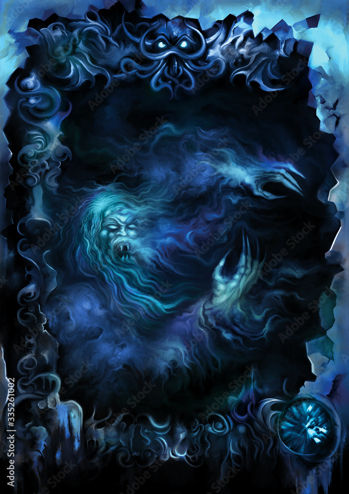 Vampire ghost poster or cover/ Illustration a dark background with a ...