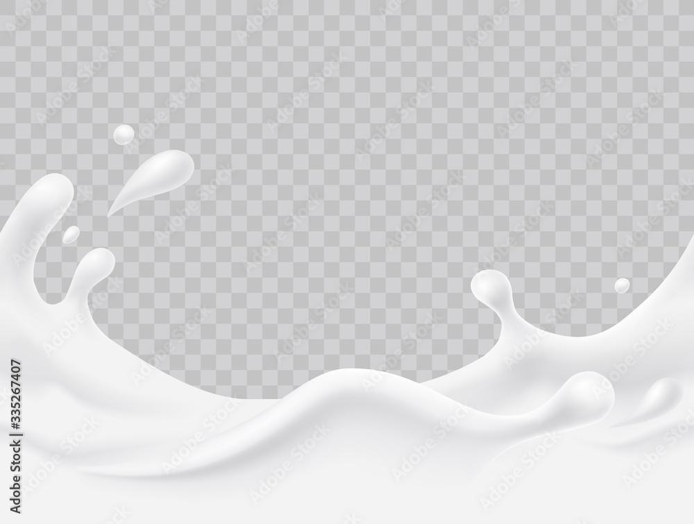 Milk splash seamless pattern. 3d realistic yogurt wave border on ...