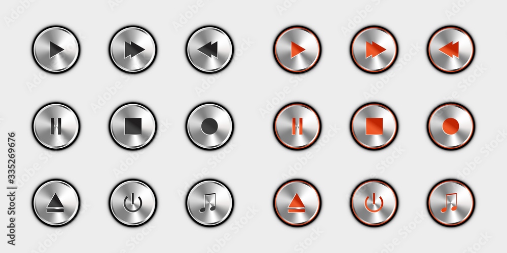 Media Player Control Button Set Switched Off And Switched On Version media-player-control-button-set-switched-off-and-switched-on-version