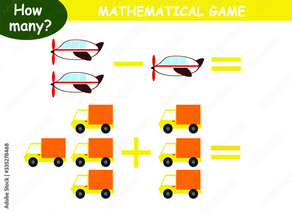 examples of addition and subtraction with cars. educational page with ...