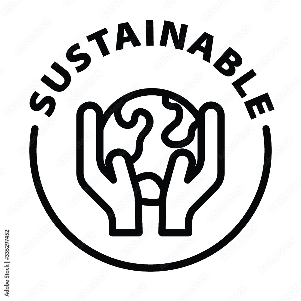 sustainable black outline round icon Stock Vector | Adobe Stock
