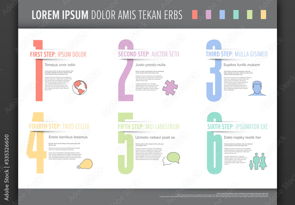 Progress Layout Info Chart with 6 Steps Stock Template | Adobe Stock