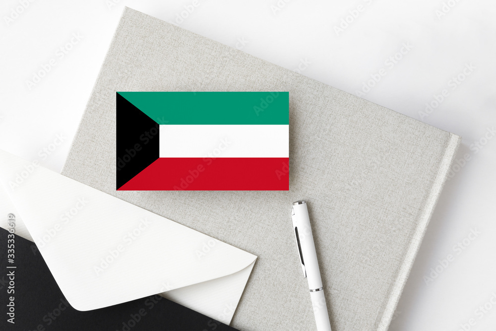 Kuwait flag on minimalist letter background. National invitation ...