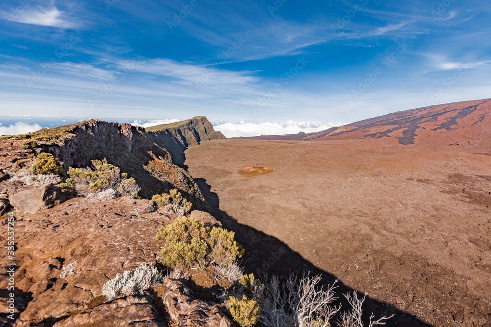 Piton de la Fournaise, very active volcano on the French Island La ...