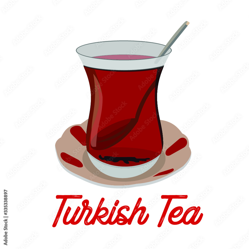 Turkish tea cup vector drawing. Istanbul. A traditional Turkish tea to ...