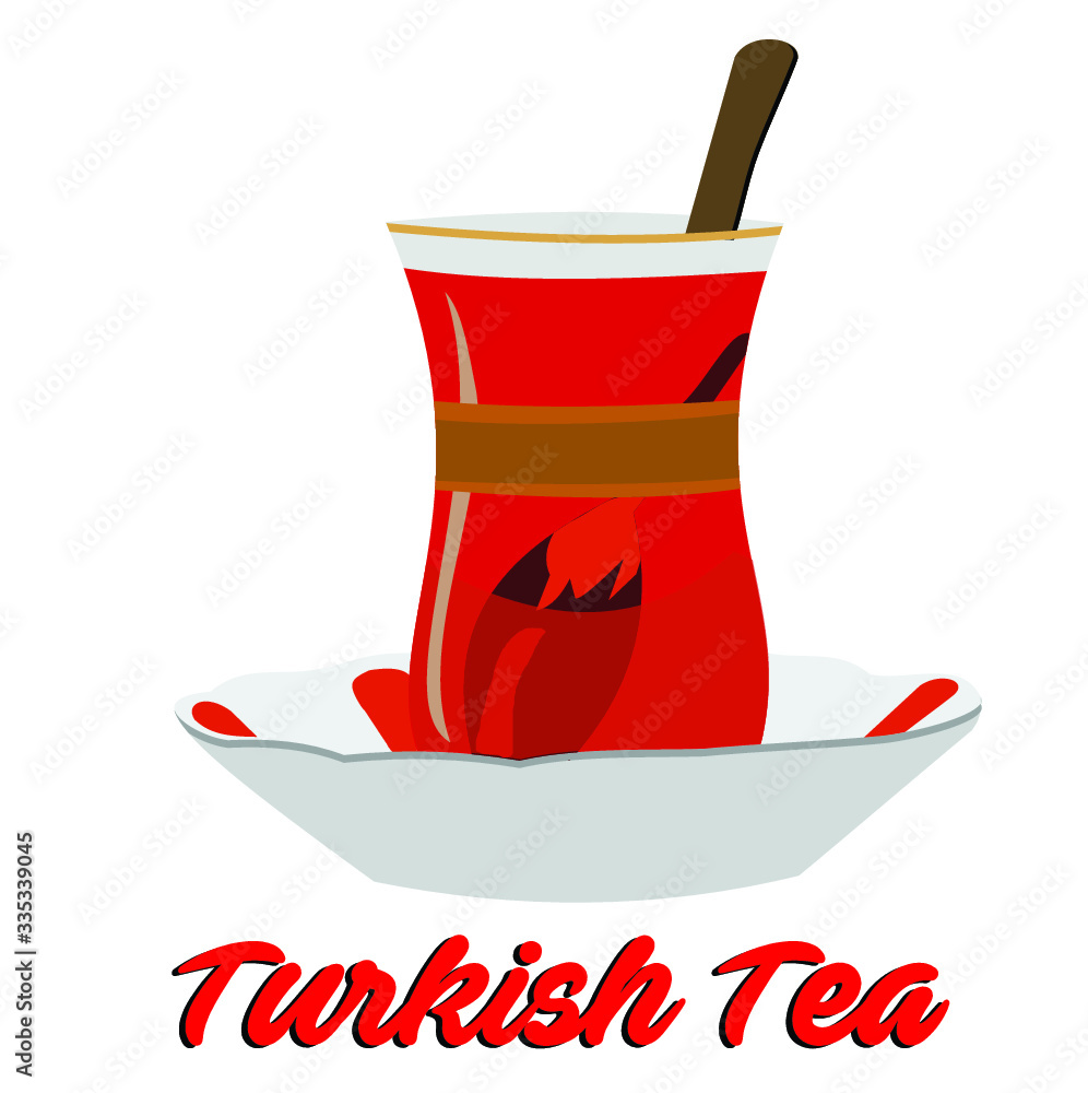 Turkish tea cup vector drawing. Istanbul. A traditional Turkish tea to ...