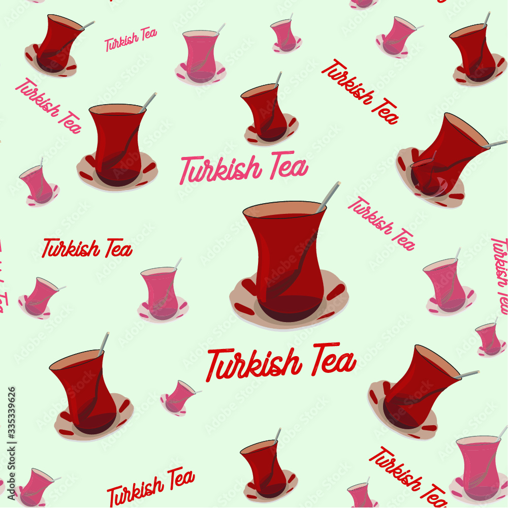 Turkish tea cup vector drawing. Istanbul. A traditional Turkish tea to ...