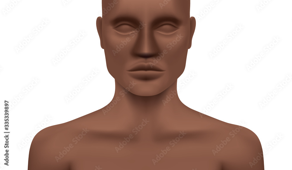 Black man model isolated on a white background. African-American dummy ...