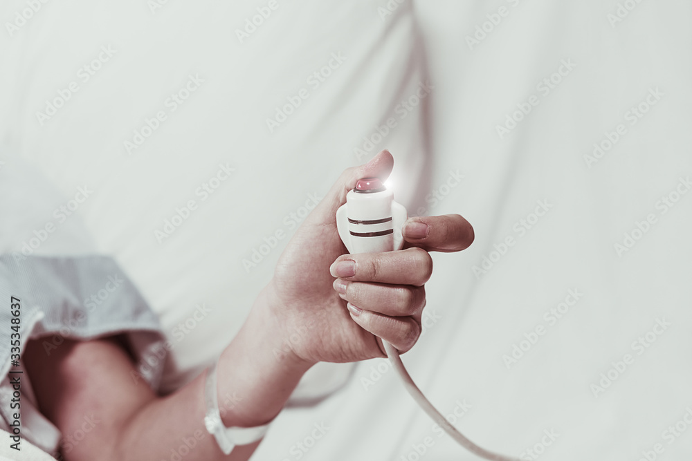 Coma patient on hopital bed take care by doctor nurse due to serious ...