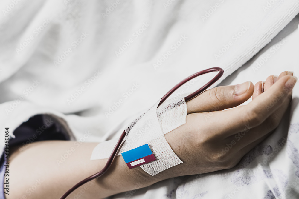 Coma patient on hopital bed take care by doctor nurse due to serious ...